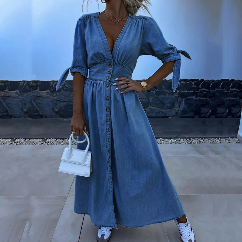 Angélique – Robe En Denim Avec Une Coupe Chic Et Intemporelle